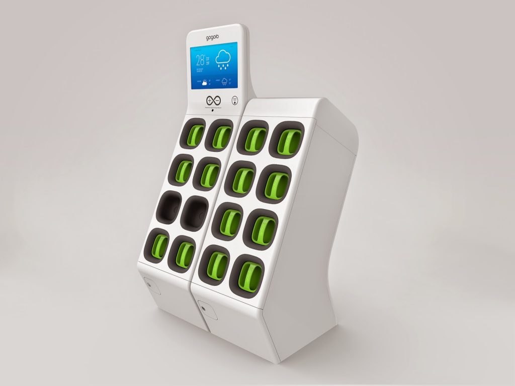 Electric Scooter with vending machine like battery swaps in 6 seconds ...