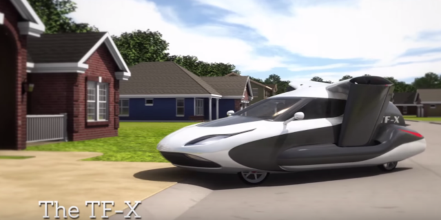 Full Size unmanned TF-X Flying Car Protoytype with fold out engines and ...