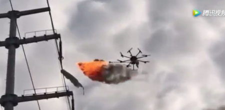 Commercial drones with flamethrower to burn garbage off of power lines ...