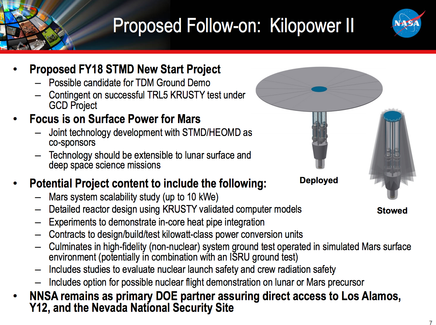 Higher power and high density nuclear electric for space missions ...