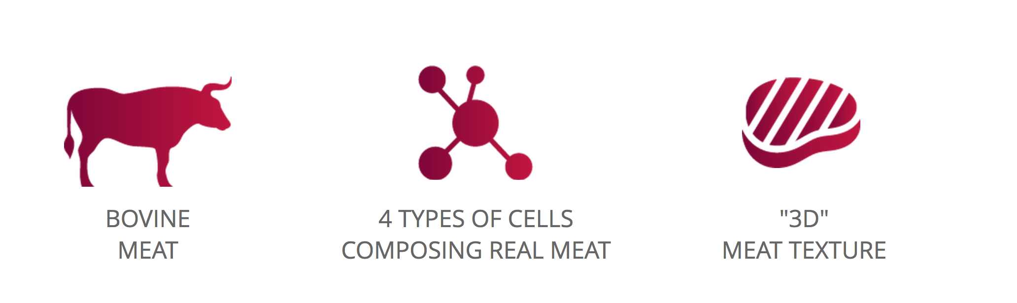 Synthetic meat that is more like real free range meat using 4 types of ...