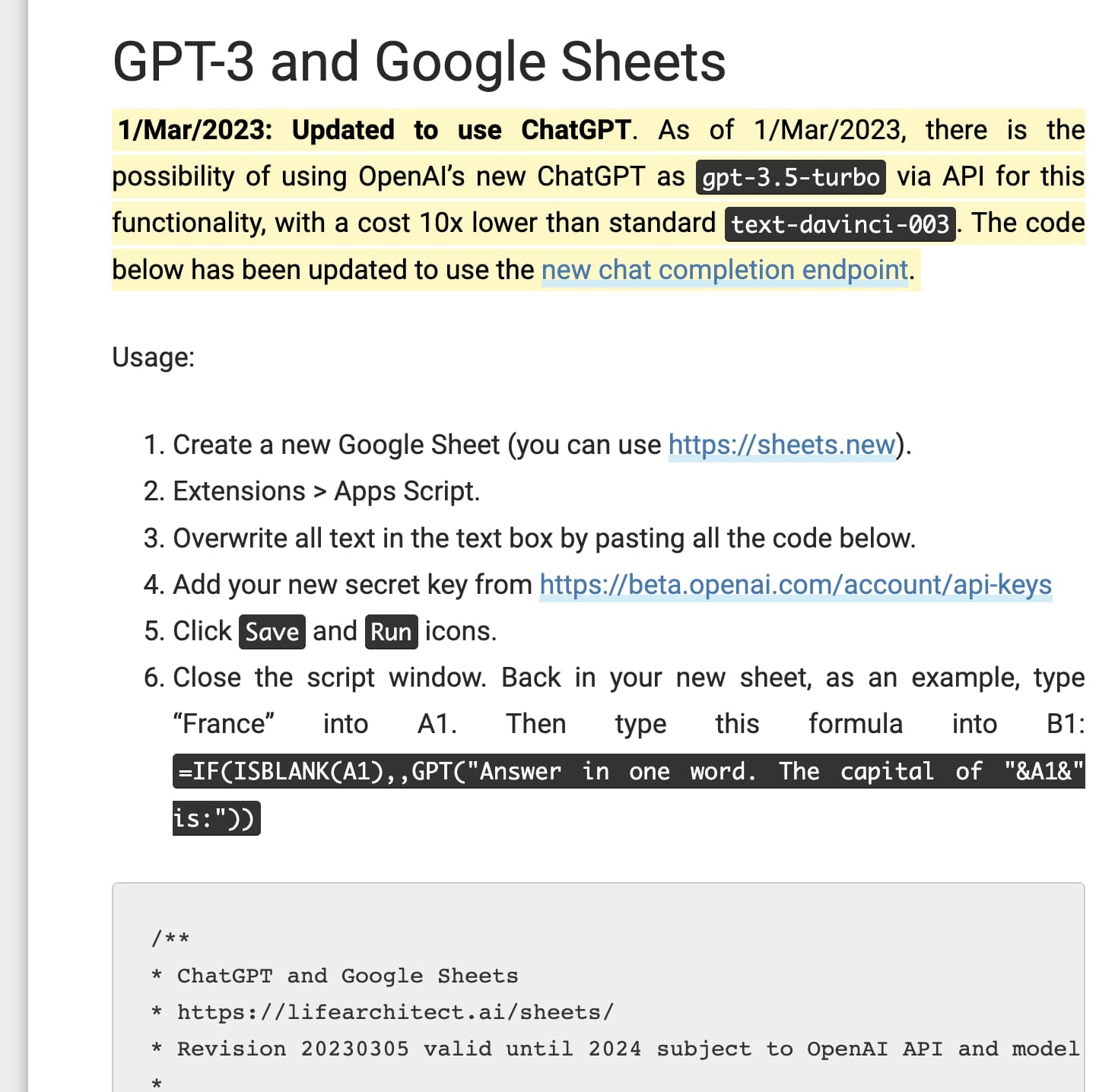 Adding ChatGPT to Google Sheets | NextBigFuture.com