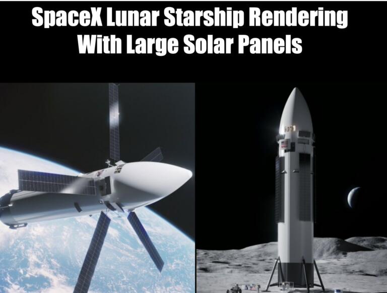 Rendering of SpaceX Lunar Starship Design With Large Solar Panels ...
