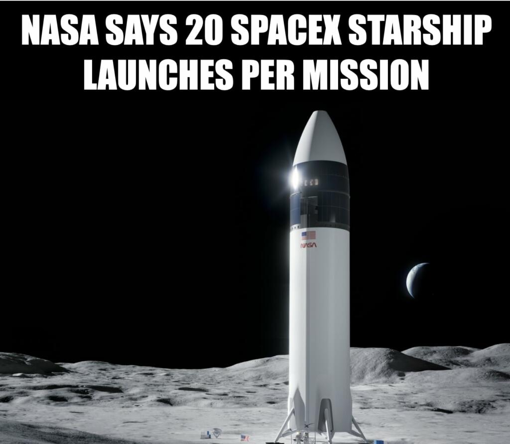 NASA Says Up to 20 SpaceX Starship Refueling Launches Per Moon Mission ...