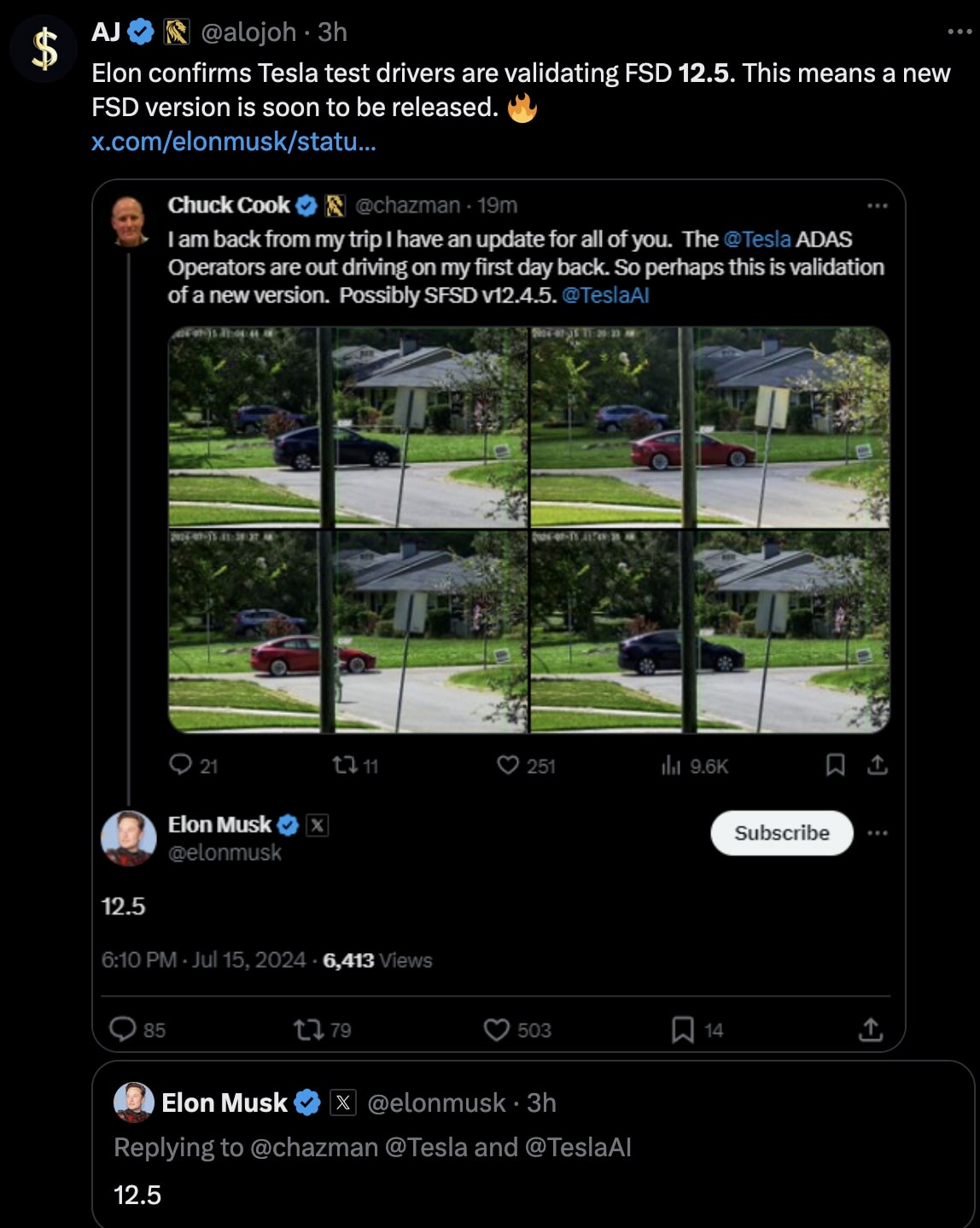 Elon Confirms Tesla FSD 12.5 is Testing and Near Release ...