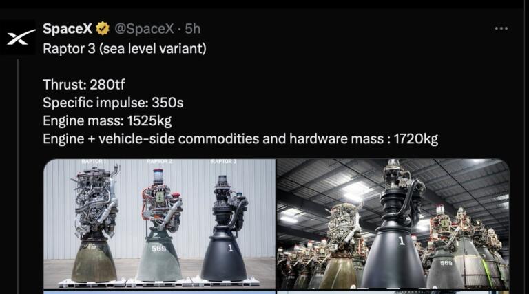 SpaceX Reveals Raptor 3 Engine and Specifications | NextBigFuture.com