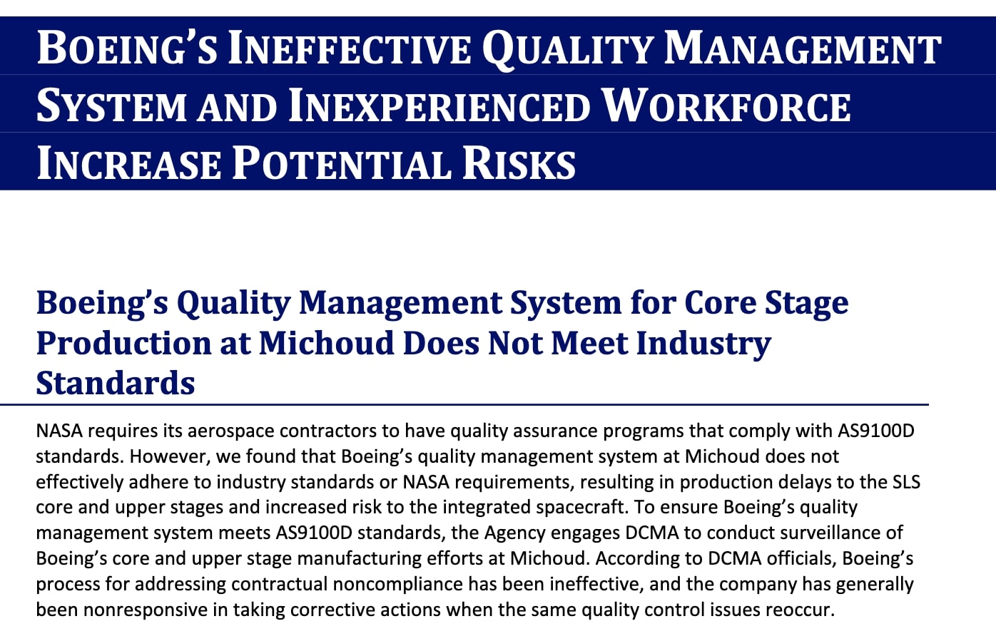 Boeing Space Launch System Has BIG Quality Problems Like Staff Unable ...