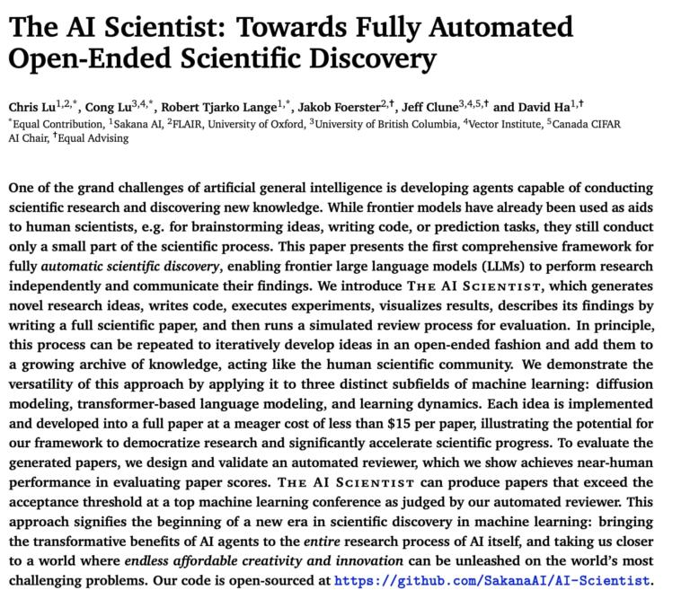 Billion Dollar Startup Sakana AI Makes First AI Scientist ...