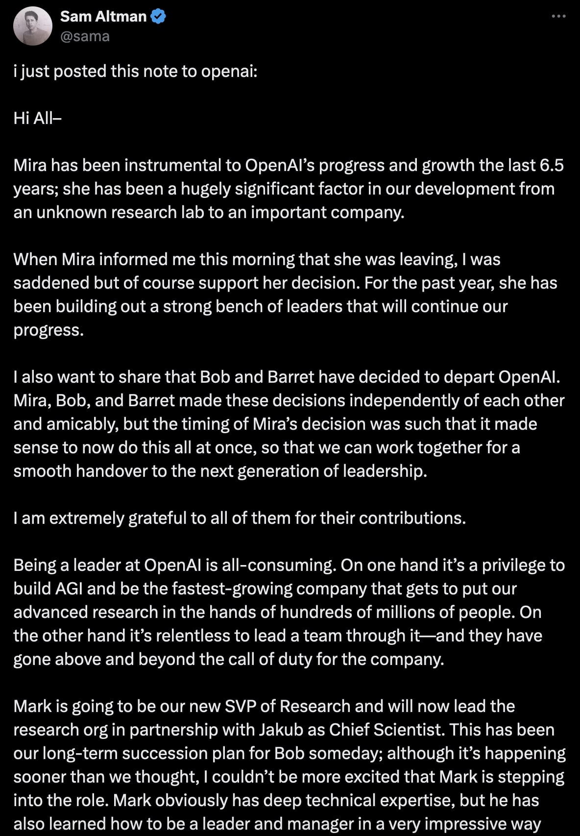 OpenAI CTO and Chief Researcher Officer Have Left | NextBigFuture.com