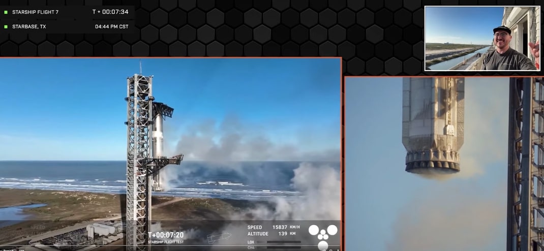 SpaceX Starship Flight 7 Launched, BOOSTER CAUGHT, Upper Stage Lost ...