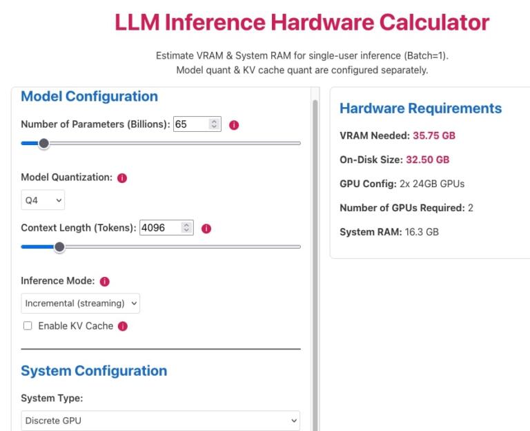 LLM Hardware Calculators | NextBigFuture.com