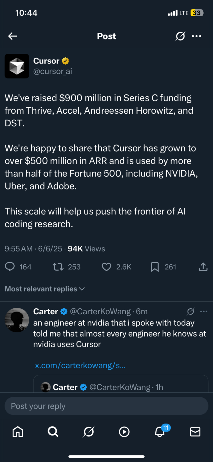 AI Programming Company Cursor Raises $900 Million | NextBigFuture.com