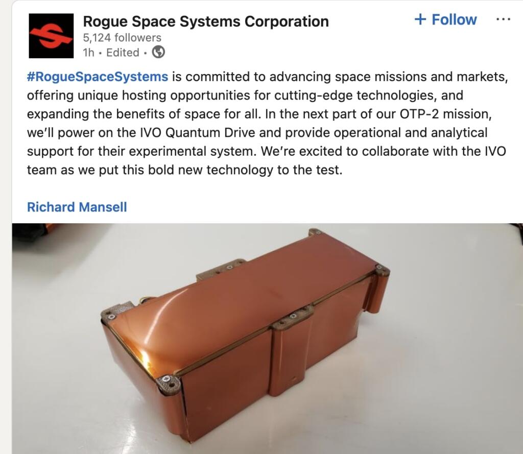 Potential Worldchanging IVO Quantum Drive Orbital Test is Finally ...