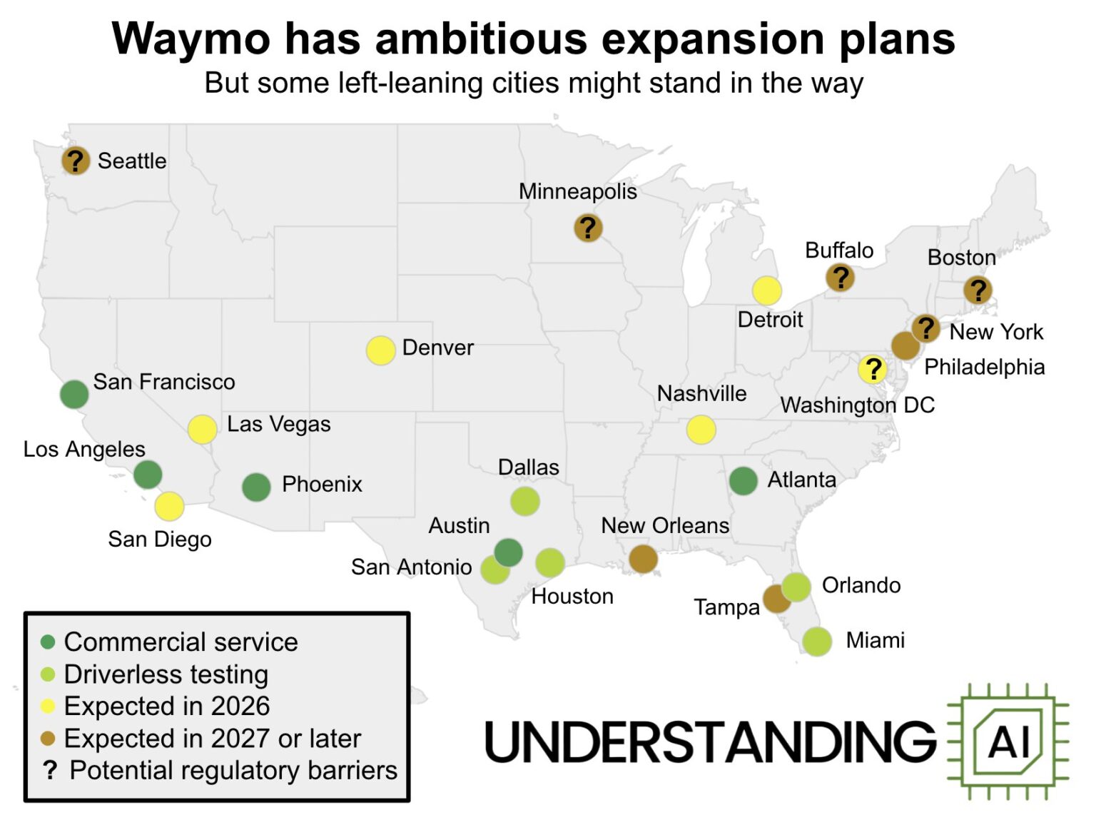 Waymo Racing to New Cities Before Tesla Robotaxi Tsunami ...