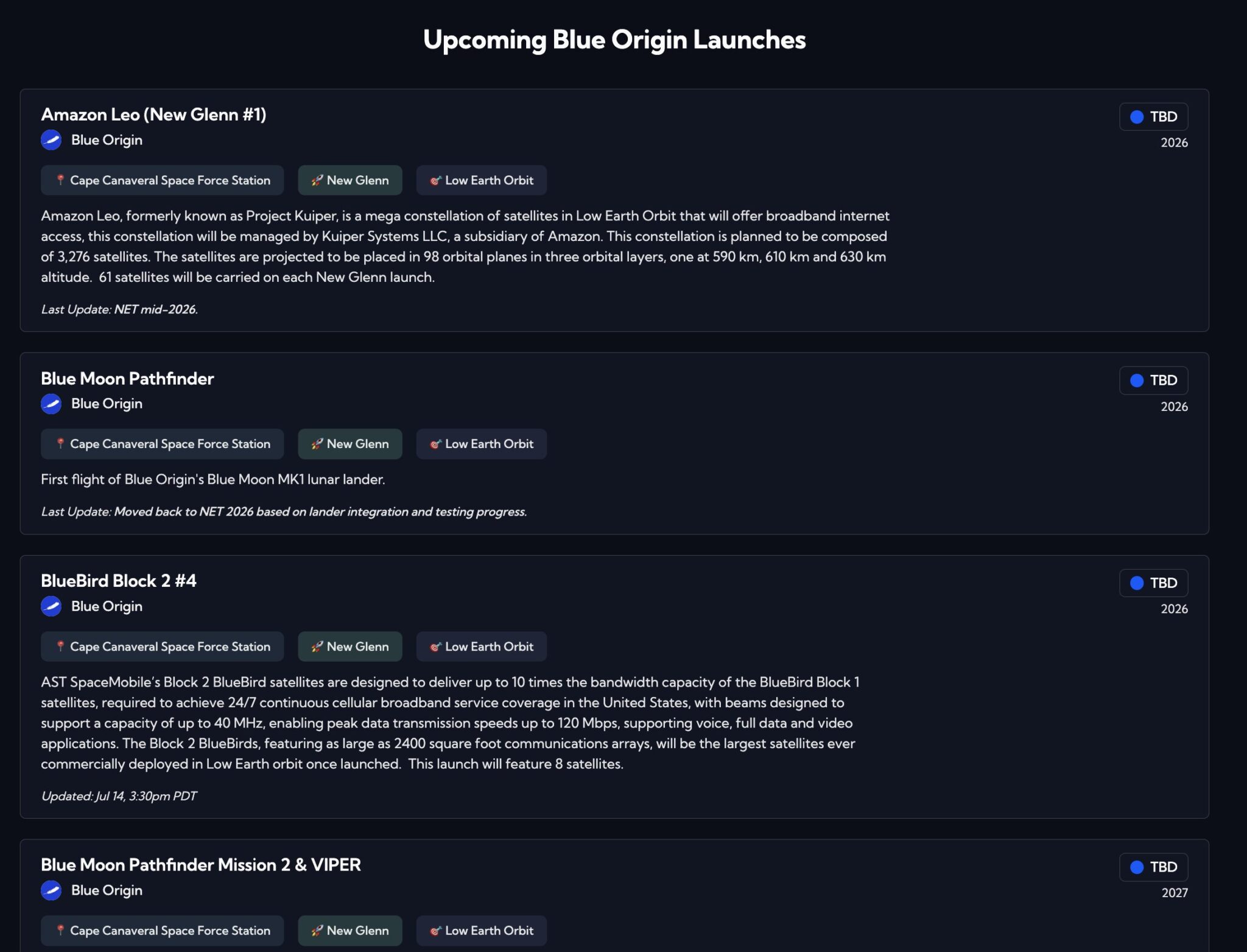 Blue Origin Launches Planned for 2026 | NextBigFuture.com